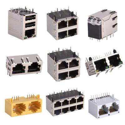 China Shielded 1 2 Port 1X2 1X4 2X2 Cat6 RJ45 Jack Plug With LED for sale