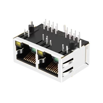 China R12-D6010123P1W-4 RJ45 Dual Port Magjack , 10/100BT Connector Cross Pluse for sale