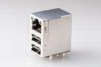 China Female RJ45 Magnetic Jack Dual USB 2.0 Ethernet 10 / 100 Base -T  /  Shield / Led for sale