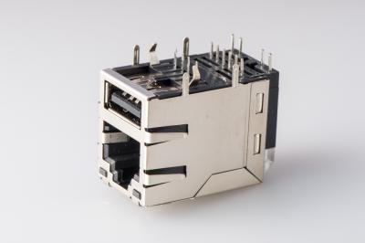 China Ethernet 10 / 100 Base -T Female RJ45 Modular jack with Usb Connector /  Shield  /  Led for sale