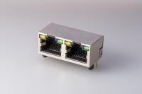 China Shielded RJ45 Modular Jack Rj45 Female To Female Connector 8P8C 2 Port  With LED Gold Plated for sale