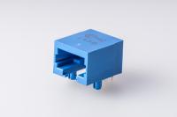 China Full Plastic RJ11 RJ45 Jack Without Led Tab Down 8P8C  Single Port Color Blue for sale