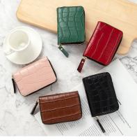 China Leather Credit Card Bag Women Small Change Purse Custom Logo Solid Color 8 Slot for sale