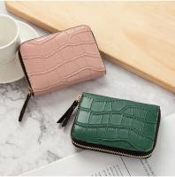 China Leather Credit Card Bag Women Small Change Purse Custom Logo Solid Color 8 Slot for sale