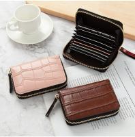 China Leather Credit Card Bag Women Small Change Purse Custom Logo Solid Color 8 Slot for sale