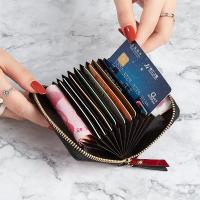China Leather Credit Card Bag Women Small Change Purse Custom Logo Solid Color 8 Slot for sale