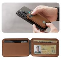 China Leather Magnetic Card Holder for Magsafe with Bracket Stand 2 Card Slots for sale