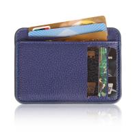 China Custom Leather ID Card Holder Wallet with Zipper 4 Slots Pocket Solid Color for sale