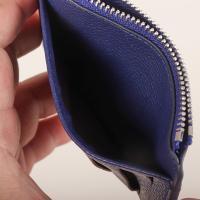 China Custom Leather ID Card Holder Wallet with Zipper 4 Slots Pocket Solid Color for sale