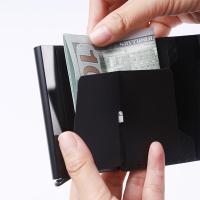 China Leather Multi Card Bag with Pop-up Aluminum Box and Carbon Fiber Card Holder for sale