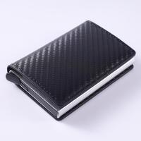 China Leather Multi Card Bag with Pop-up Aluminum Box and Carbon Fiber Card Holder for sale