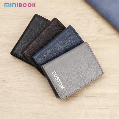 China Custom Logo Leather Bifold Wallet Slim Card Holder with 8 Card Slots OEM ODM for sale