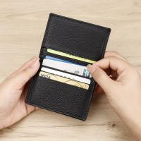 China Custom Logo Leather Bifold Wallet Slim Card Holder with 8 Card Slots OEM ODM for sale