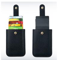 China Business Custom Logo Genuine Leather Japanese Card Holder Wallet with RFID Protection 8 Card Slots for sale