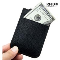 China Business Custom Logo Genuine Leather Japanese Card Holder Wallet with RFID Protection 8 Card Slots for sale