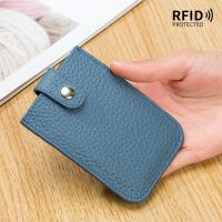 China Business Custom Logo Genuine Leather Japanese Card Holder Wallet with RFID Protection 8 Card Slots for sale
