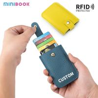 China Business Custom Logo Genuine Leather Japanese Card Holder Wallet with RFID Protection 8 Card Slots for sale