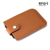 China Business Custom Logo Genuine Leather Japanese Card Holder Wallet with RFID Protection 8 Card Slots for sale