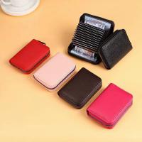 China Solid Color PU Leather RFID Card Bag with Zipper Closure for Women MN-2301 for sale