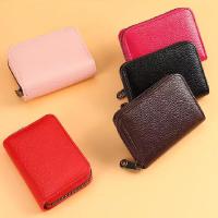 China Solid Color PU Leather RFID Card Bag with Zipper Closure for Women MN-2301 for sale