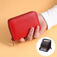 China Solid Color PU Leather RFID Card Bag with Zipper Closure for Women MN-2301 for sale