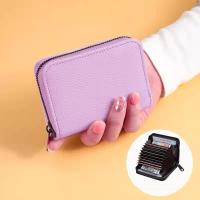 China Solid Color PU Leather RFID Card Bag with Zipper Closure for Women MN-2301 for sale