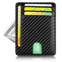 China Mens PU Leather RFID Blocking Credit Card Holder Slim Wallet Solid Color 8 Card Slots for sale