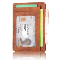 China Mens PU Leather RFID Blocking Credit Card Holder Slim Wallet Solid Color 8 Card Slots for sale