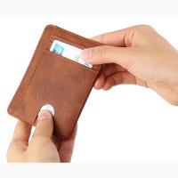 China Mens PU Leather RFID Blocking Credit Card Holder Slim Wallet Solid Color 8 Card Slots for sale