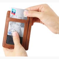 China Mens PU Leather RFID Blocking Credit Card Holder Slim Wallet Solid Color 8 Card Slots for sale