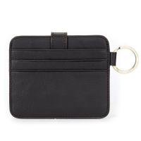 China Custom Stitch Cowhide Leather Keychain Wallet Credit Card Holder for Men Women 2 Slot for sale