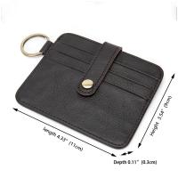 China Custom Stitch Cowhide Leather Keychain Wallet Credit Card Holder for Men Women 2 Slot for sale