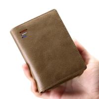 China Luxury Men's Genuine Leather Wallet RFID Blocking Credit Card Holder 8 Slots for sale