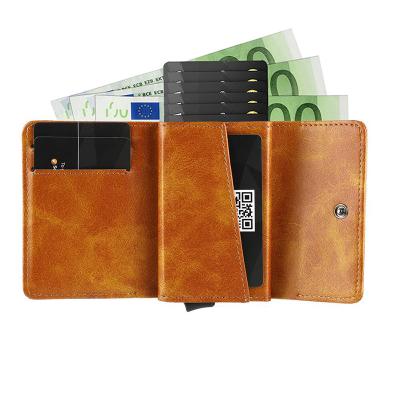 China Custom Retro Credit Card Holder Wallet RFID Protection Lightweight 8 Card Slots for sale