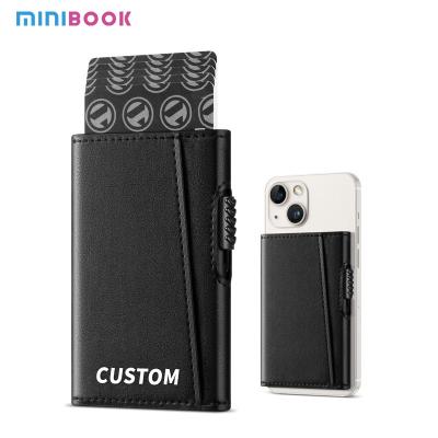 China Mens Leather Aluminum Pop Up Wallet Card Case with Custom Logo 8 Card Slots for sale