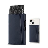 China Mens Leather Aluminum Pop Up Wallet Card Case with Custom Logo 8 Card Slots for sale