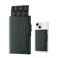 China Mens Leather Aluminum Pop Up Wallet Card Case with Custom Logo 8 Card Slots for sale