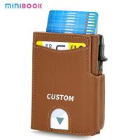 China RFID Blocking Pop Up Leather Credit Card Holder Wallet Handmade Multiple Zipper 8 Card Slots for sale
