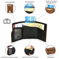 China RFID Blocking Pop Up Leather Credit Card Holder Wallet Handmade Multiple Zipper 8 Card Slots for sale