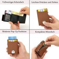 China RFID Blocking Pop Up Leather Credit Card Holder Wallet Handmade Multiple Zipper 8 Card Slots for sale