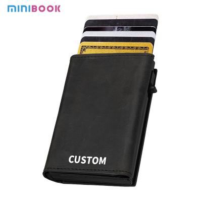 China Crazy Horse Genuine Leather Men's Short Wallet Retro Card Holder Cowhide 8 Card Slots for sale