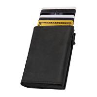 China Crazy Horse Genuine Leather Men's Short Wallet Retro Card Holder Cowhide 8 Card Slots for sale