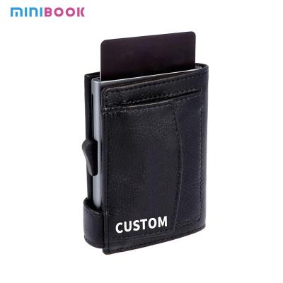 China Custom PU Leather Card Holder with Metal Box Low MOQ Mix Models for Men for sale