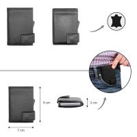China Custom PU Leather Card Holder with Metal Box Low MOQ Mix Models for Men for sale