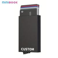 China RFID Blocking Pop Up Card Holder Wallet for Men Leather Metal Credit Card Case with Small Pocket for sale