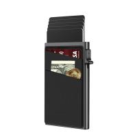 China RFID Blocking Pop Up Card Holder Wallet for Men Leather Metal Credit Card Case with Small Pocket for sale