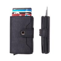 China PU Slim Wallet Carbon Card Case Credit Card Holder for Men Pop Up 8 Cards Custom for sale