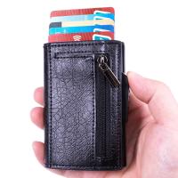 China Men's Carbon Fiber RFID Blocking Magnetic Card Holder Wallet with Coin Pocket 8 Card Slots for sale