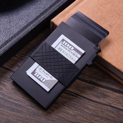 China RFID Blocking Pop Up Card Case Business Card Holder for Cash and Metal Cards 10 Card Capacity for sale