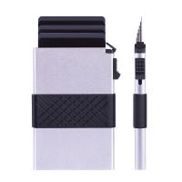 China RFID Blocking Pop Up Card Case Business Card Holder for Cash and Metal Cards 10 Card Capacity for sale